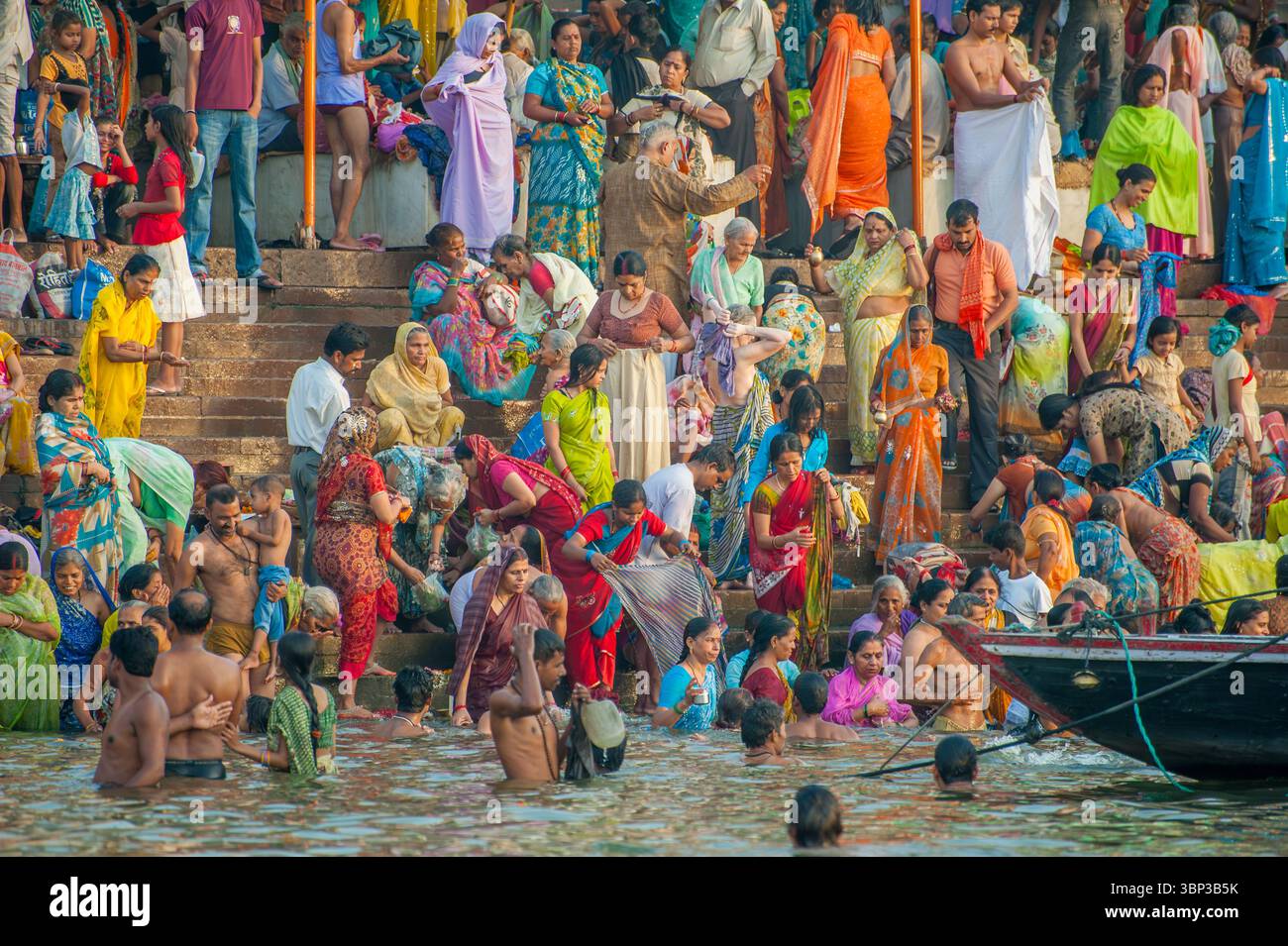 Bathers on the Ganges River , Varanasi, India Stock Photo - Alamy