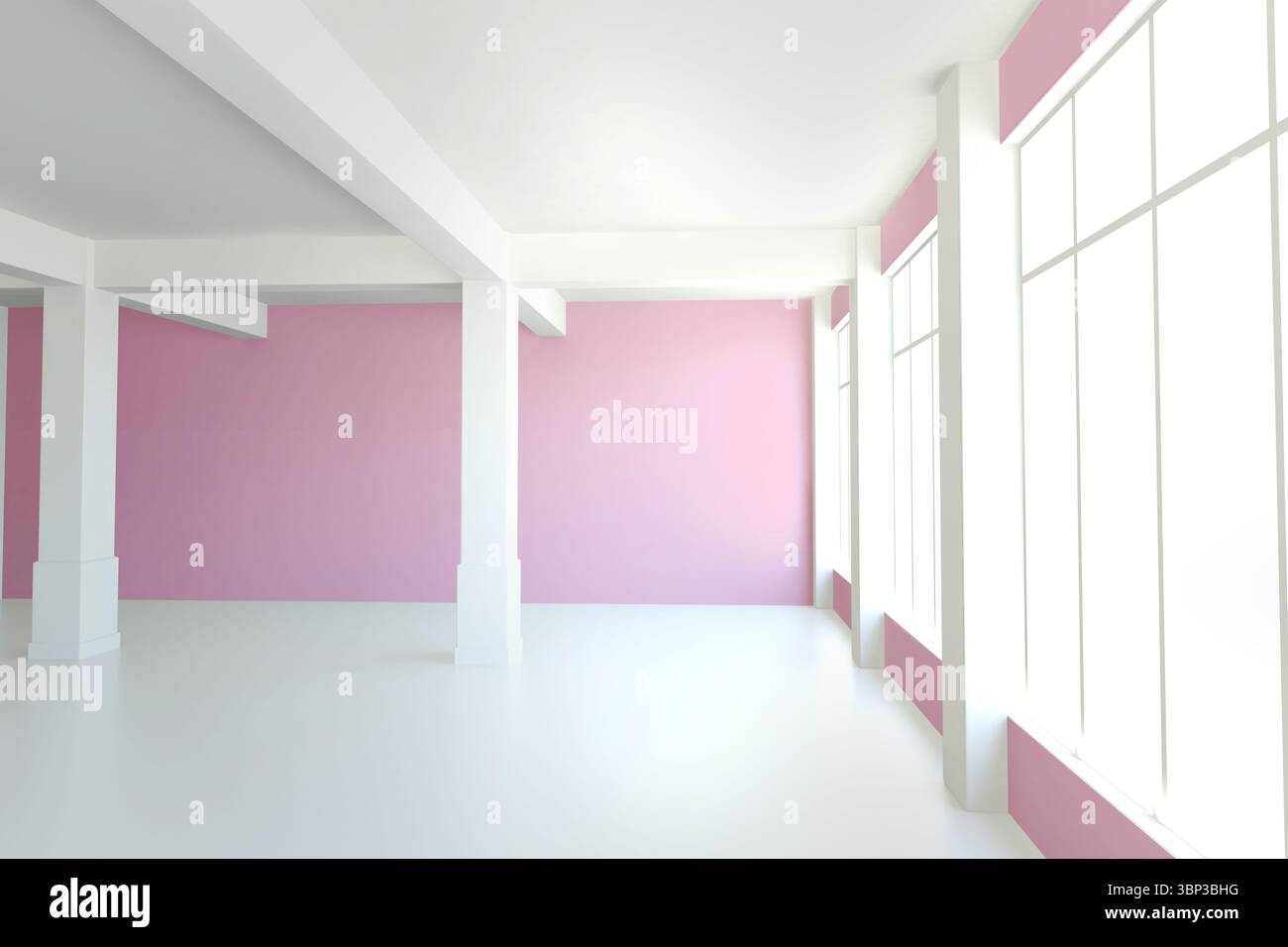 Modern white and pink room with window Stock Photo - Alamy