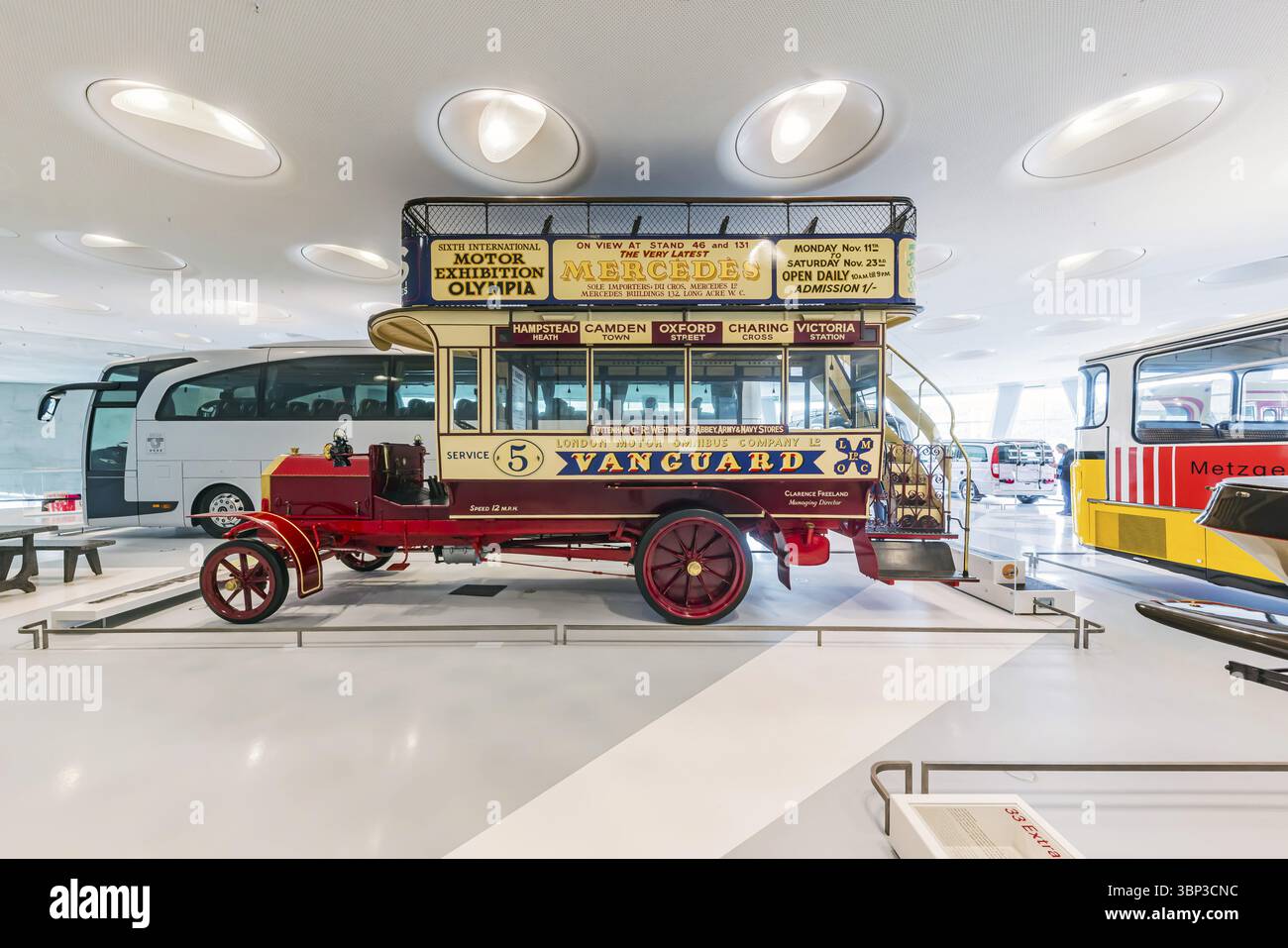 Milnes-Daimler double-decker bus from 1907. The Mercedes-Benz Museum in ...