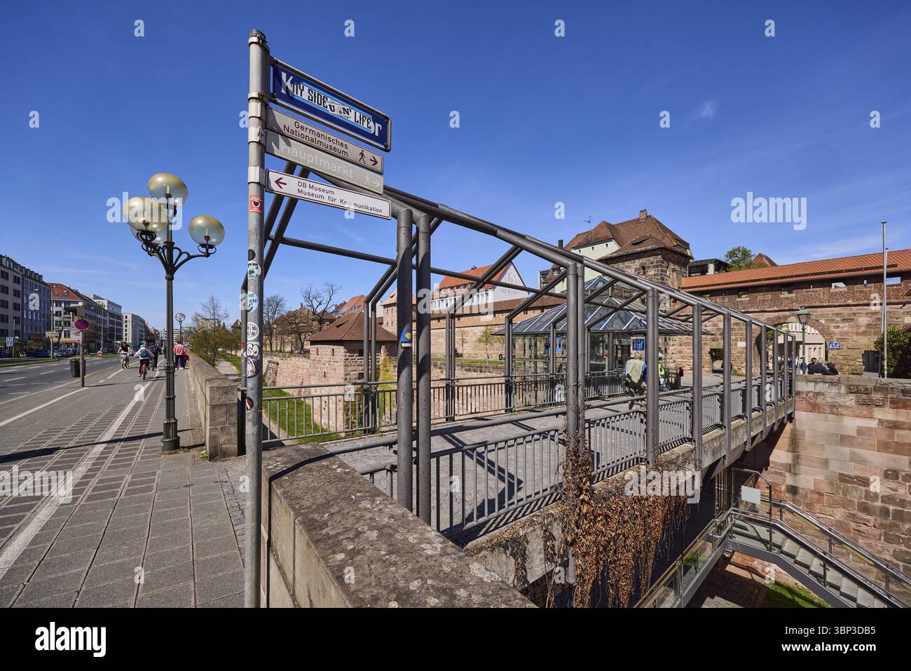 Old town, pedestrian bridge, city fortification, city wall, city gate ...