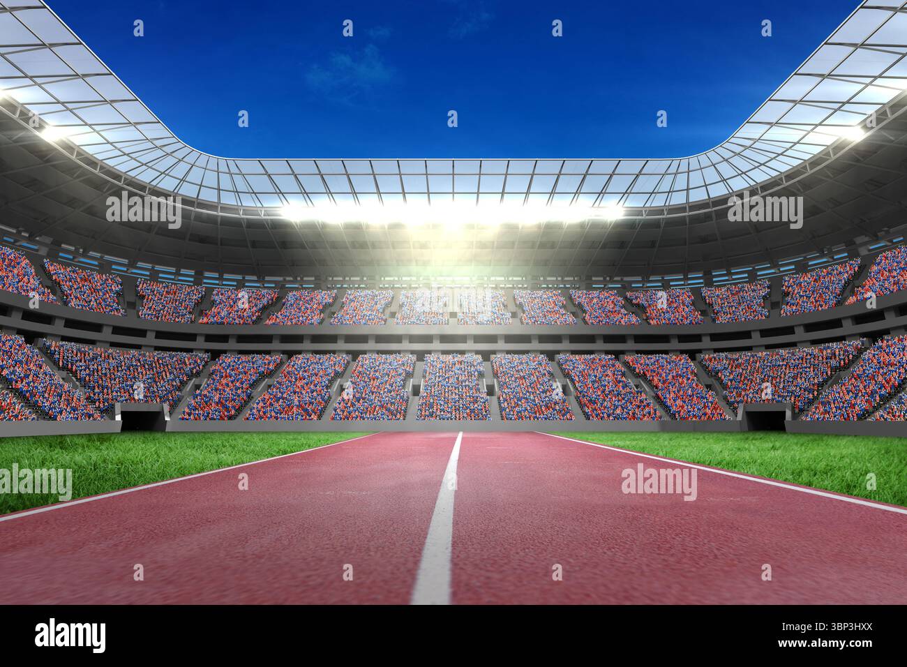 Flat design is showing red running track with white lane divider ...