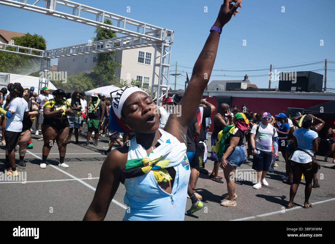 Elizabeth, New Jersey, USA. 4th July, 2025. Party goers celebrate the ...