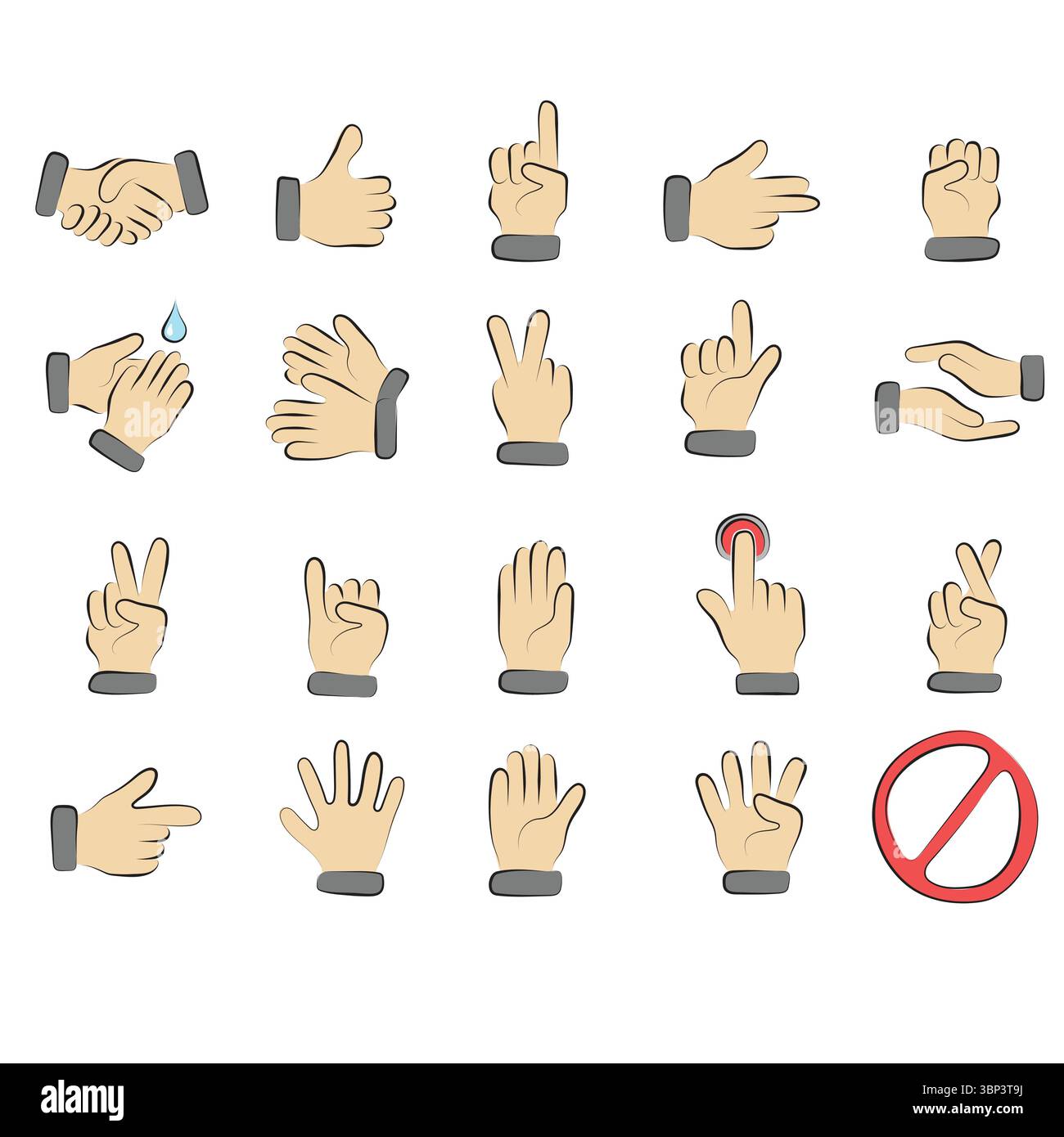 Set of human hands illustration vector hand drawn with black lines ...