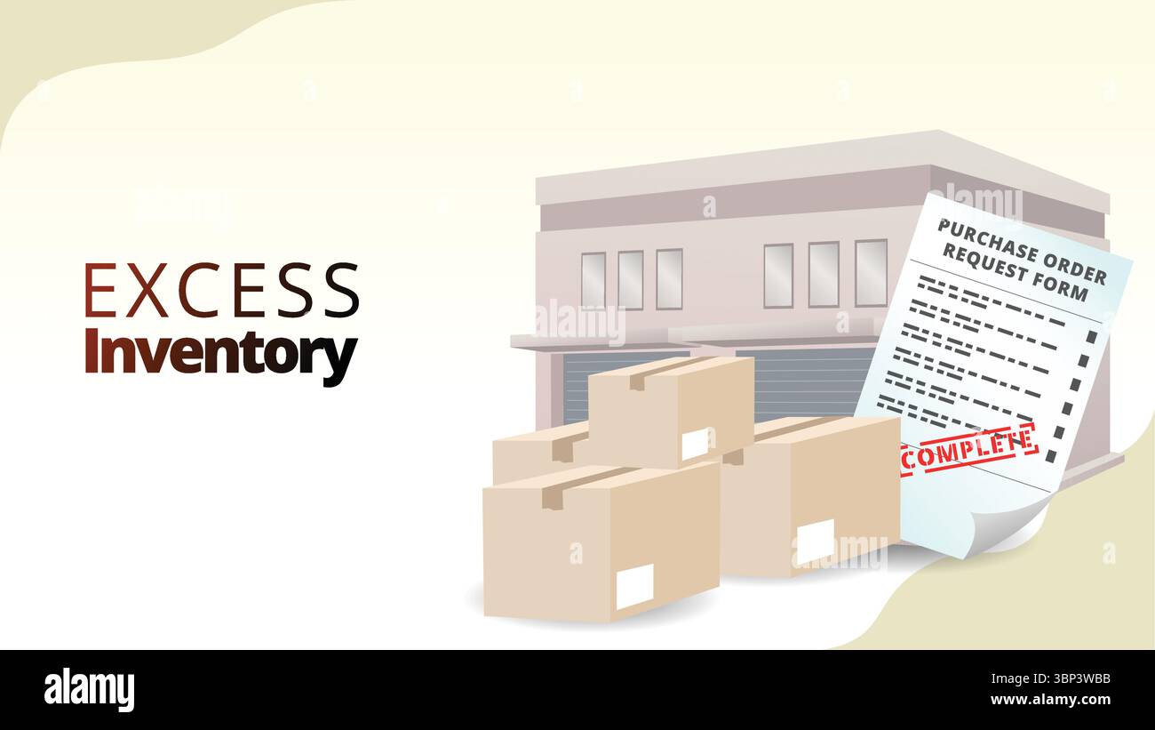 excess inventory concept. Inventory in excess of actual demand. supply ...