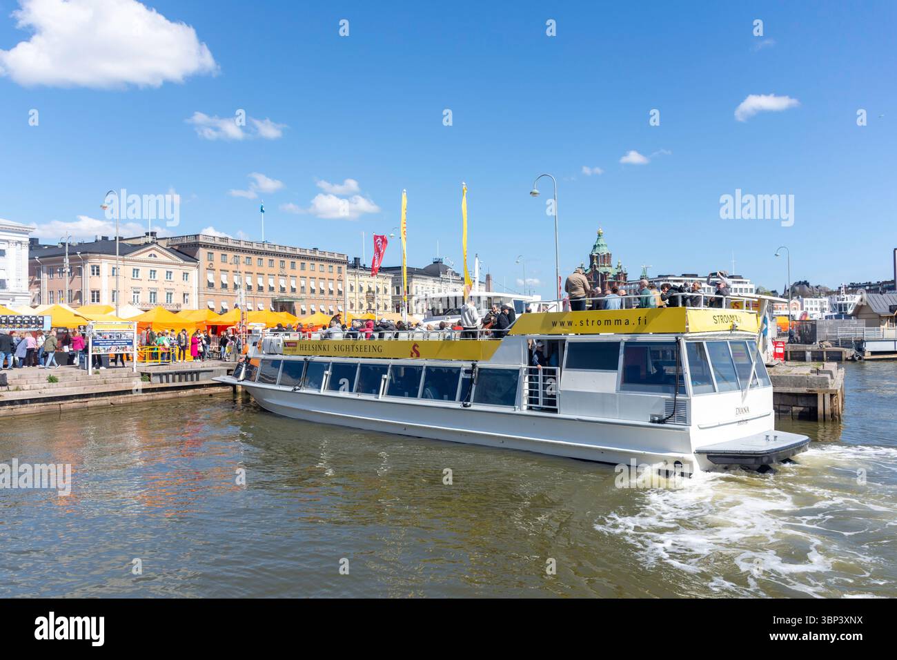 Helsinki Sightseeing Cruise boat at waterfront ferry terminal ...