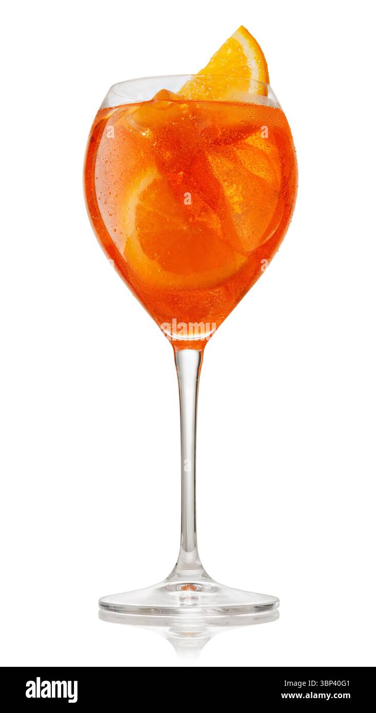Glass of cold aperol spritz cocktail isolated on white with clipping ...