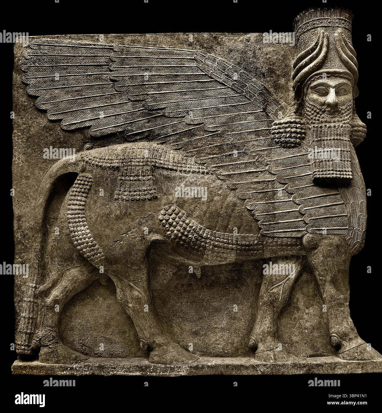 Winged human headed bull Neo Assyrian palace of Sargon II 721-705 BC ...