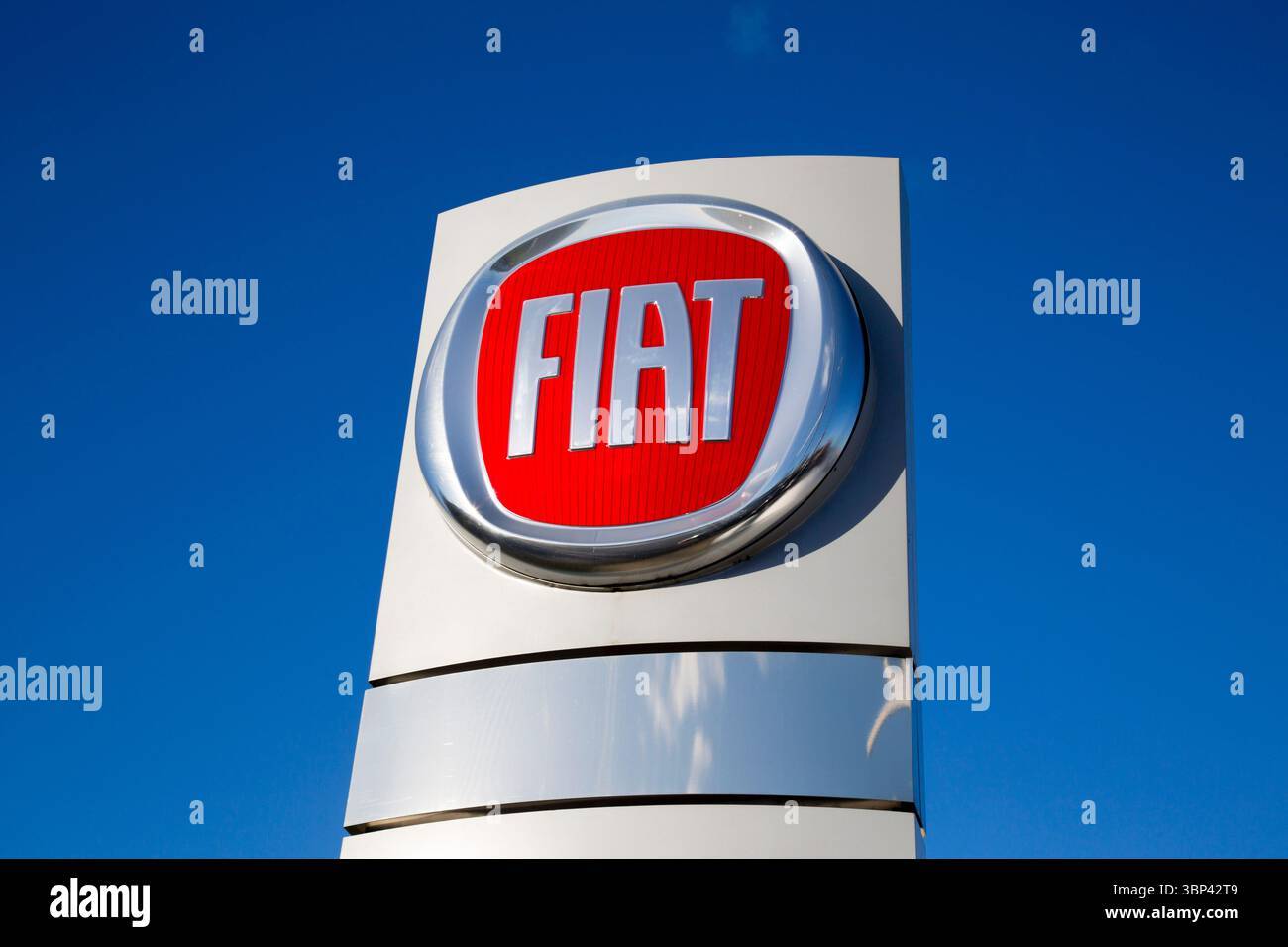 Fiat Cars corporate sign and logo In Sheffield, South Yorkshire, UK ...