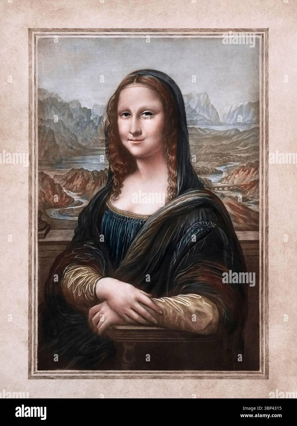 Color mezzotint by Samuel Arlent-Edwards based on the painting of Mona ...