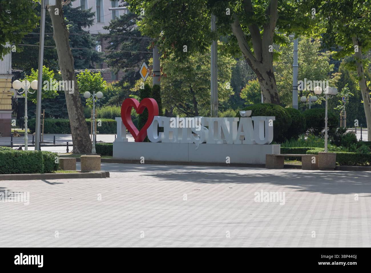 I Love Chisinau city sign with red heart in central park surrounded by ...
