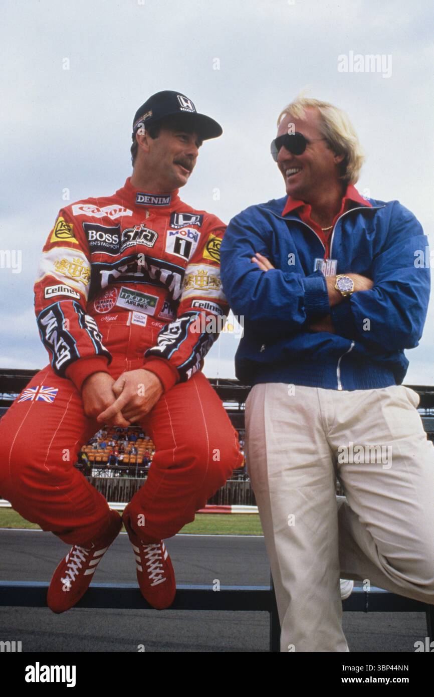 Nigel Ernest James Mansell, CBE with Greg Norman At the F1 British ...