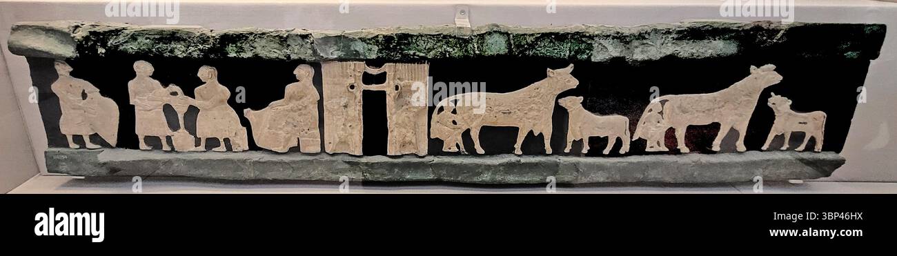 A close-up photograph of a section of the "Dairy Frieze" from the ...