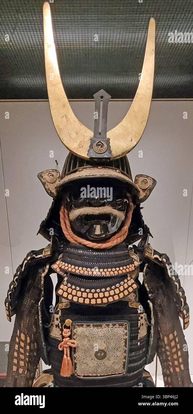 A full-length photograph of an 18th-century Japanese samurai armour ...