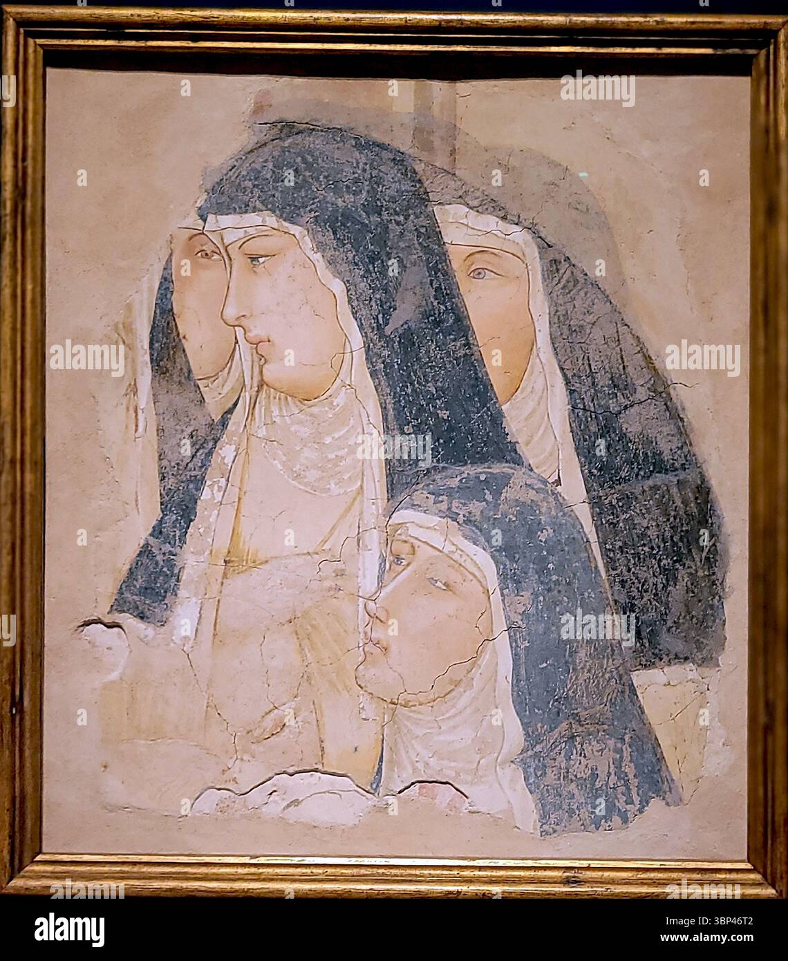 A photograph of a fresco fragment titled "A Group of Four Poor Clares ...