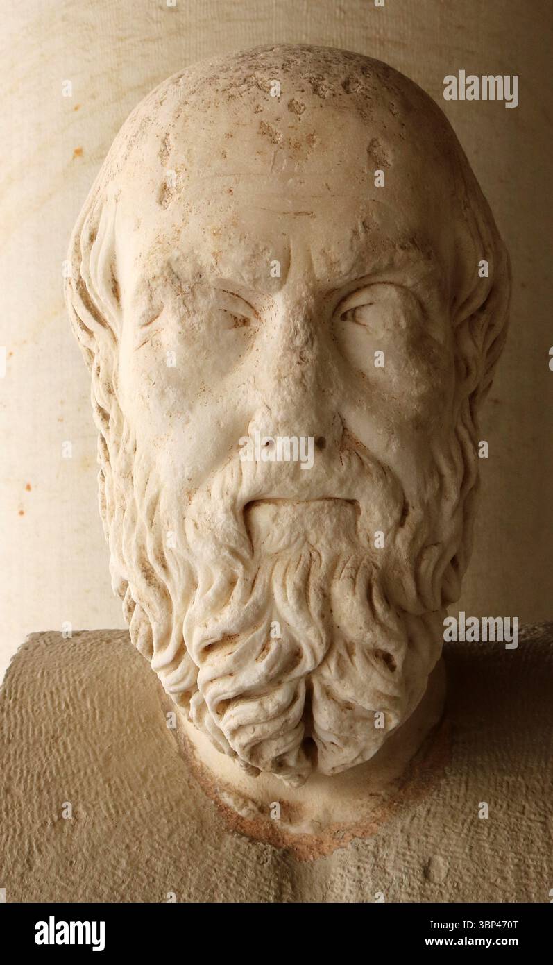 A photograph of a Roman marble bust of Herodotus. Herodotus (c. 484 ? c ...
