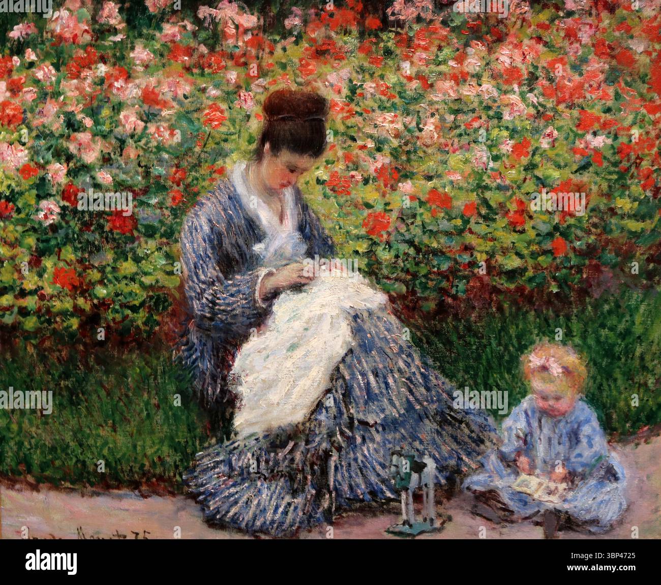 Camille Monet and a Child in the Artist's Garden in Argenteuil by ...