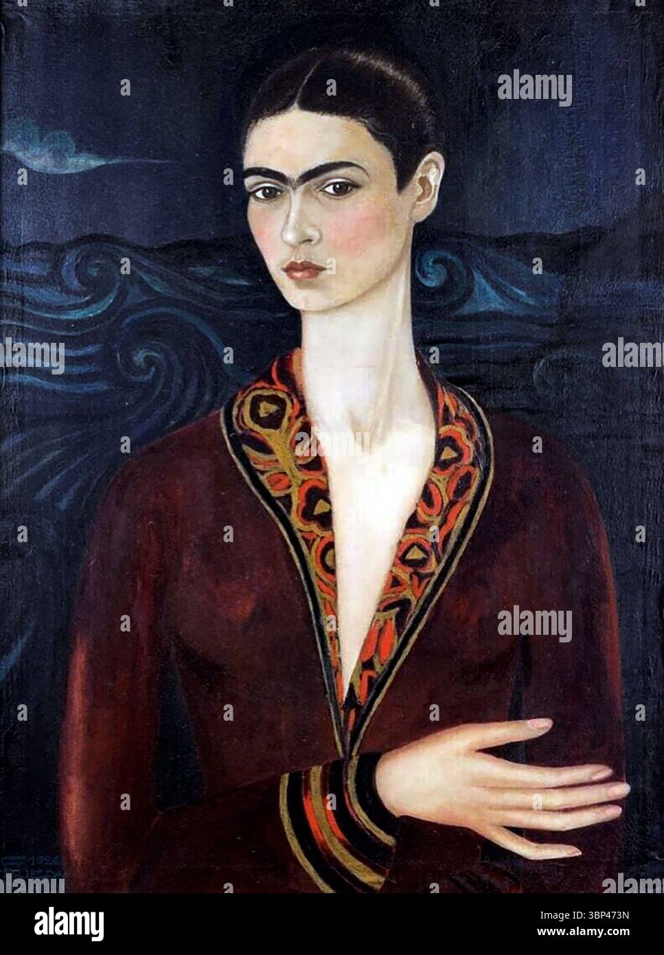 Frida Kahlo's early oil painting, 'Self-Portrait in a Velvet Dress ...