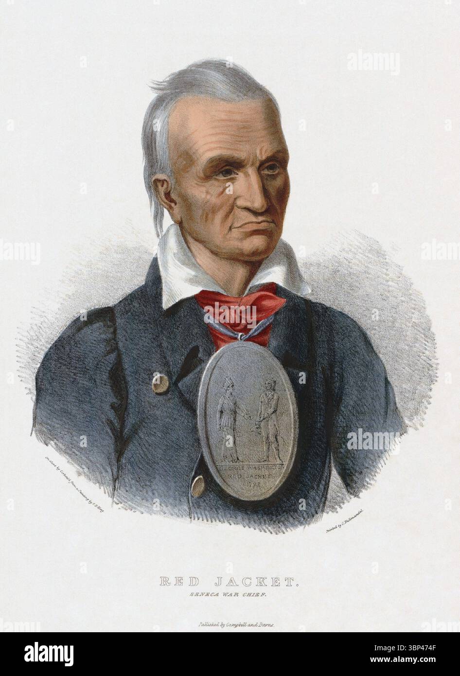 A hand-coloured lithograph of Red Jacket, a Seneca War Chief, from an ...