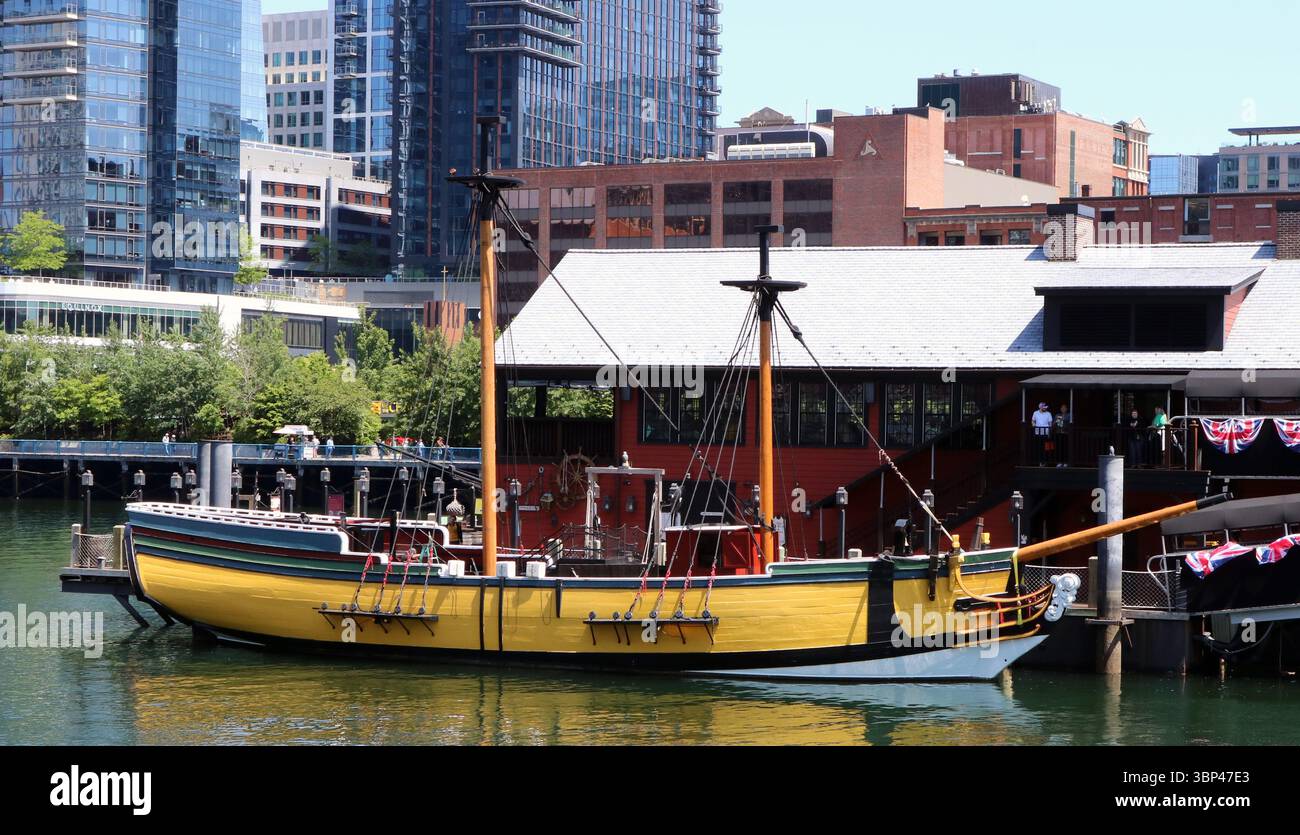 A photograph of a replica of the Boston Tea Party ship 'The Beaver ...