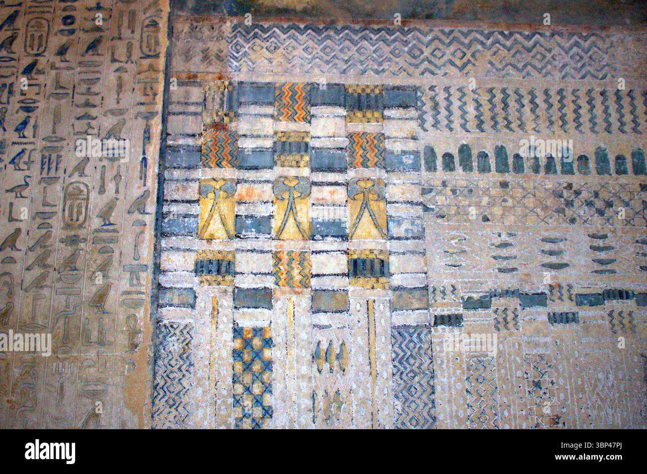 A photograph of a relief within the tomb of Unas, built in the 24th ...