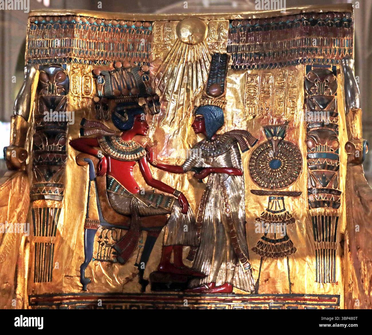 A photograph of the Golden Throne of Tutankhamun, housed in the ...