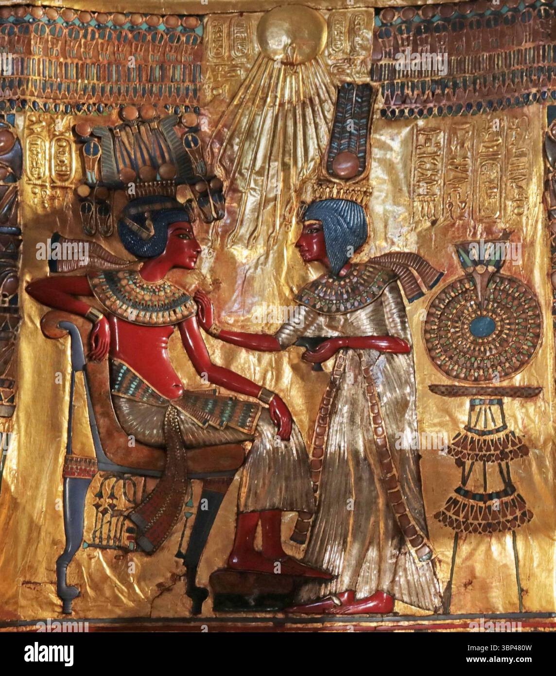 A photograph of the Golden Throne of Tutankhamun, housed in the ...