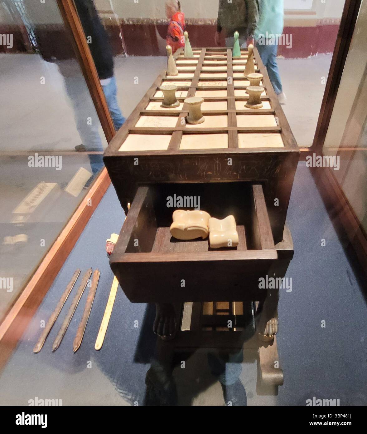 A photograph of a Senet game board from the tomb of Tutankhamun ...