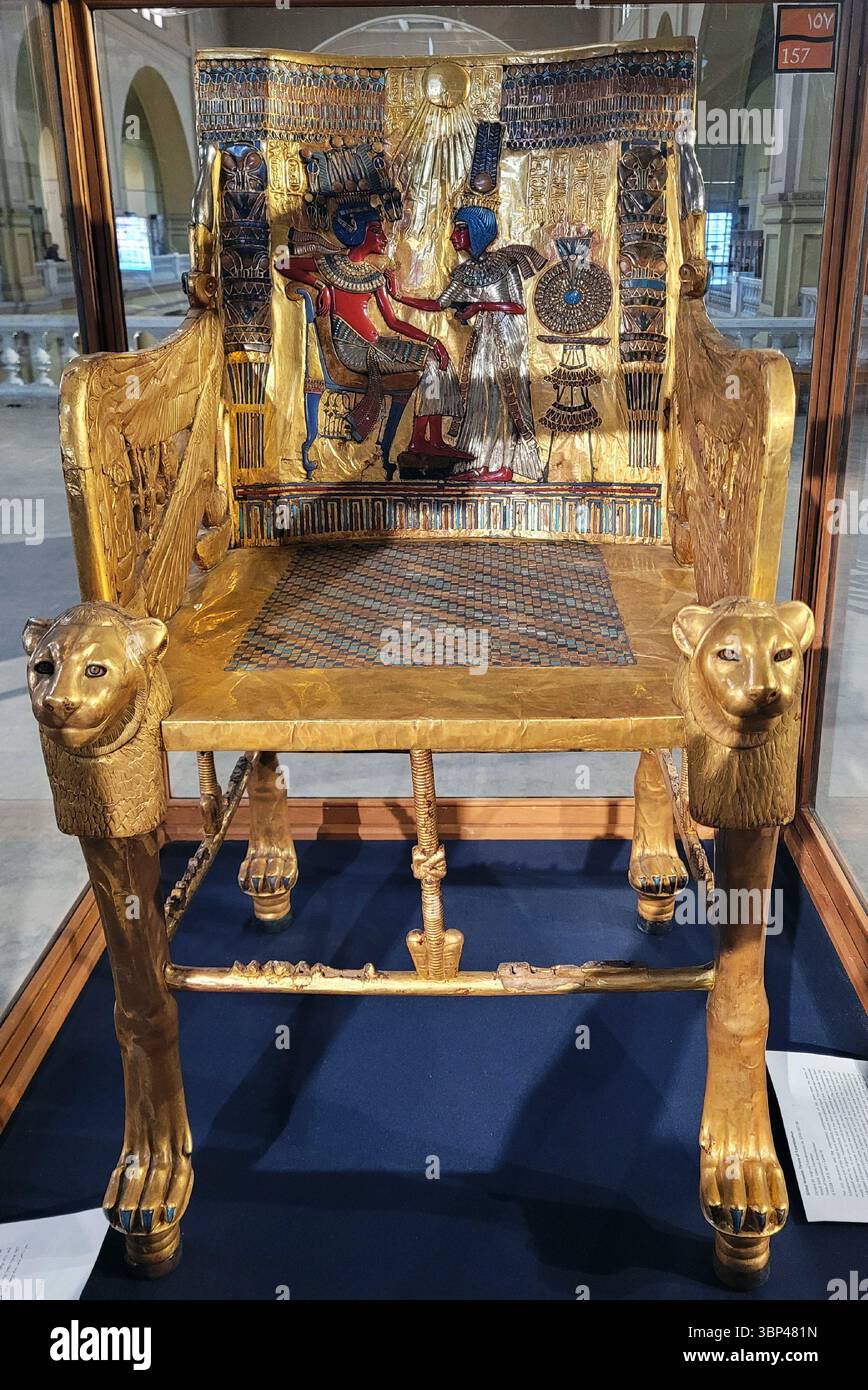 A photograph of the Golden Throne of Tutankhamun, housed in the ...