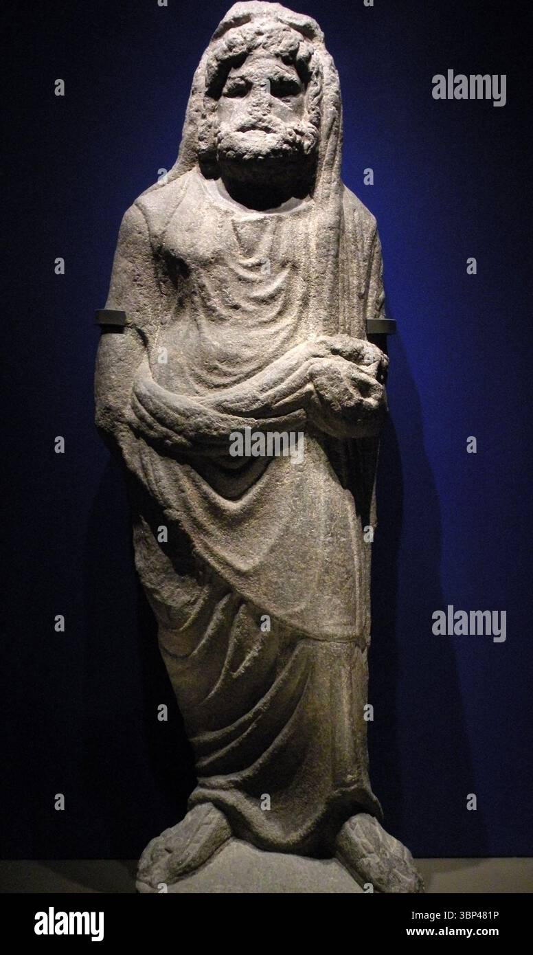 A photograph of a granite statue of Sobek Tebtunis Geb. Roman period ...
