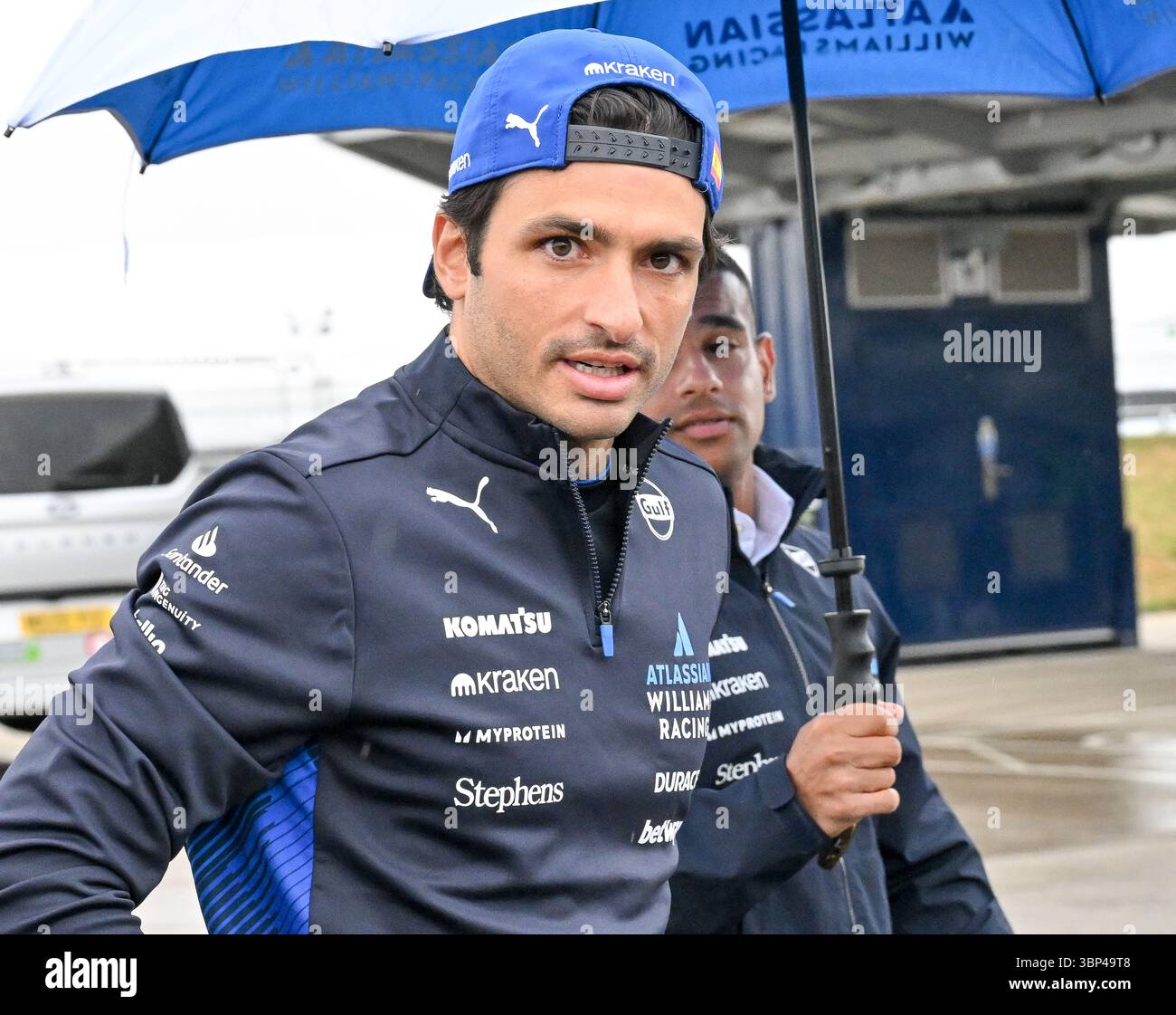 Silverstone, UK. 6th July 2025. Carlos Sainz, Williams, arriving at the ...
