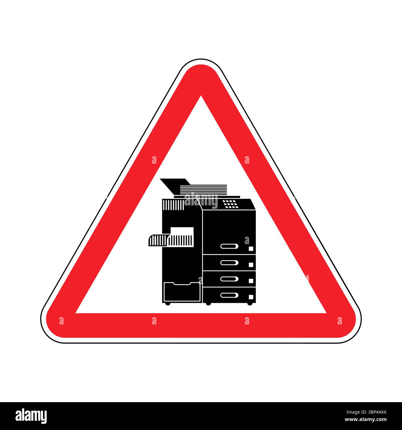 Attention Copier. Red triangular road sign. Caution copier office ...