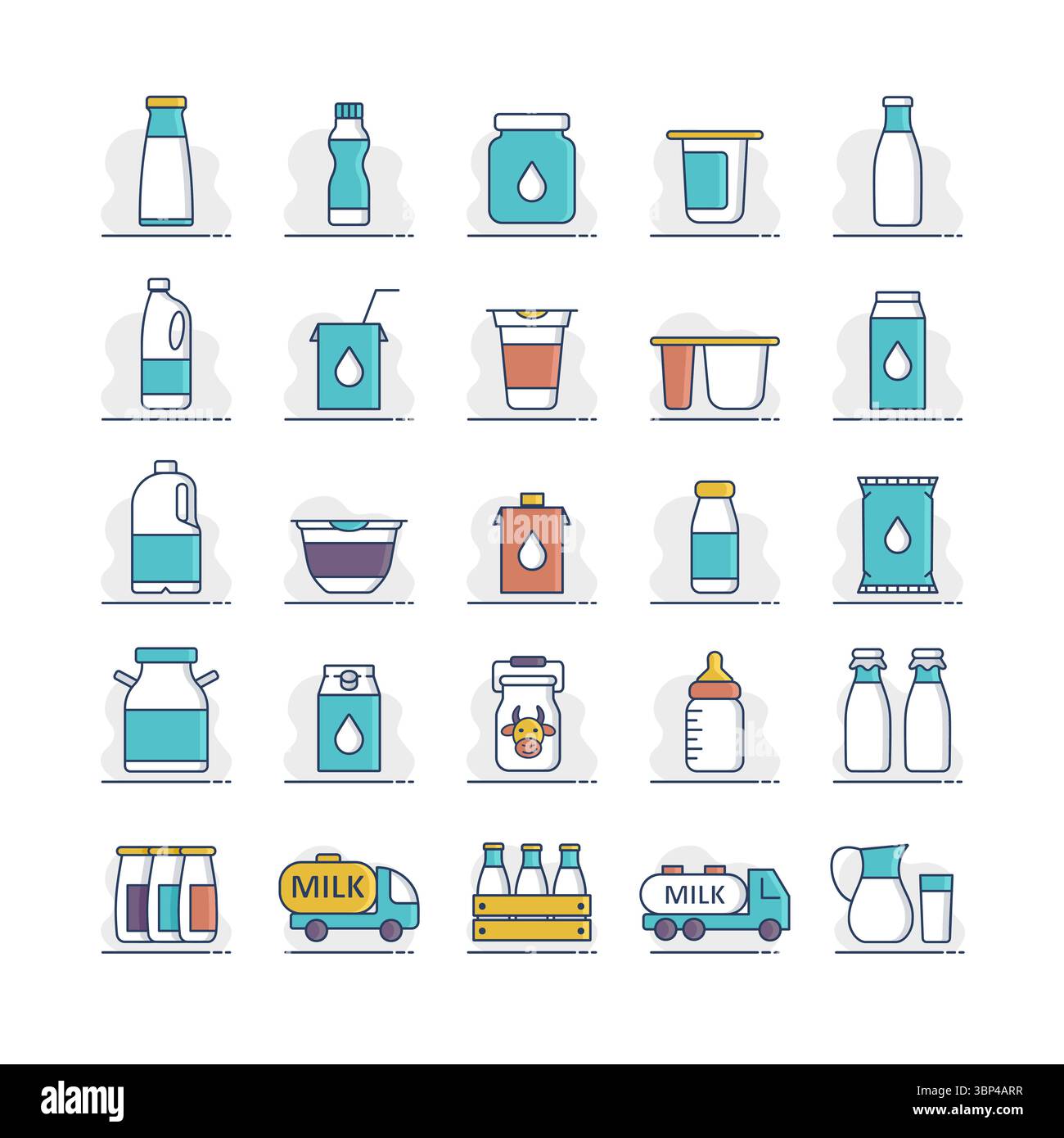 Milk cans and bottles vector icon. Dairy products sign. Graph symbol ...
