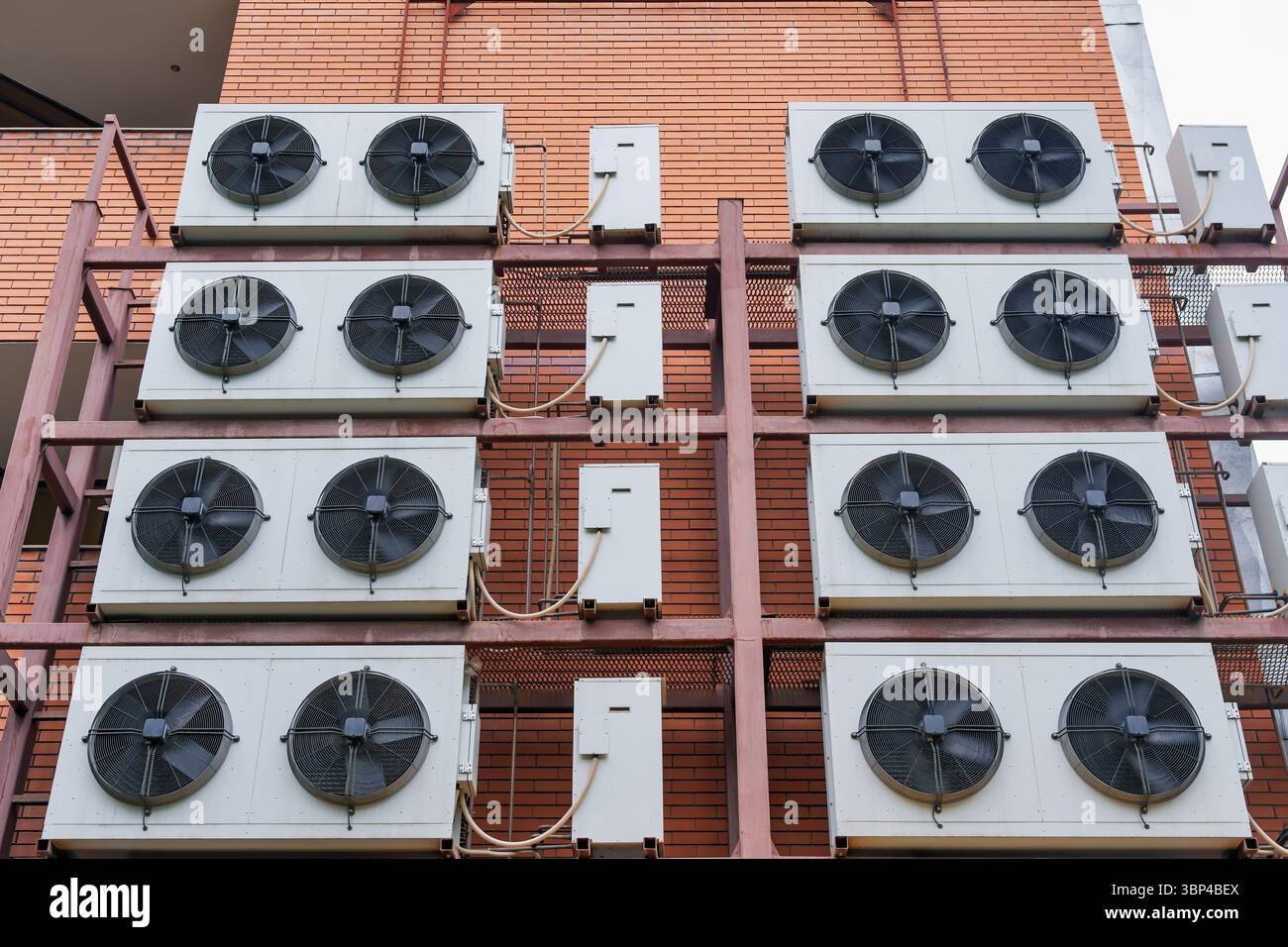 Chillers installed on the facade of the building. Cooling system Stock ...