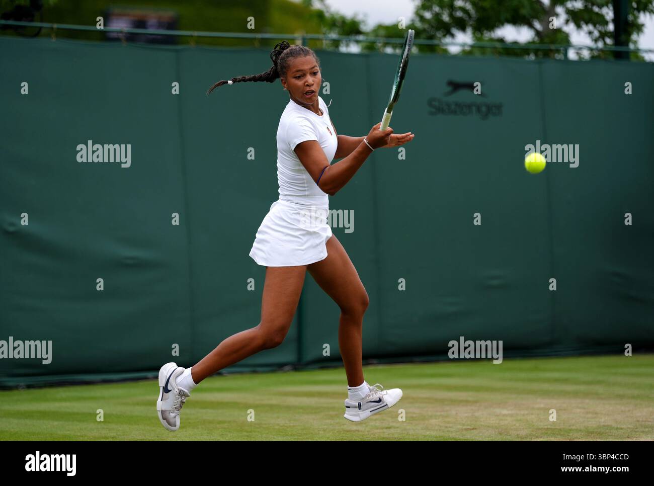 Thea Frodin during her Girls' Singles match against Mimi Xu on day ...