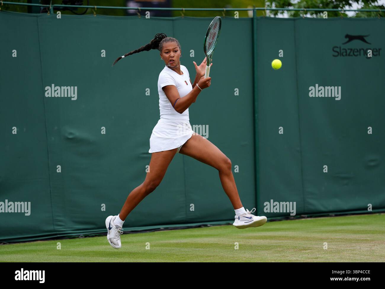 Thea Frodin during her Girls' Singles match against Mimi Xu on day ...