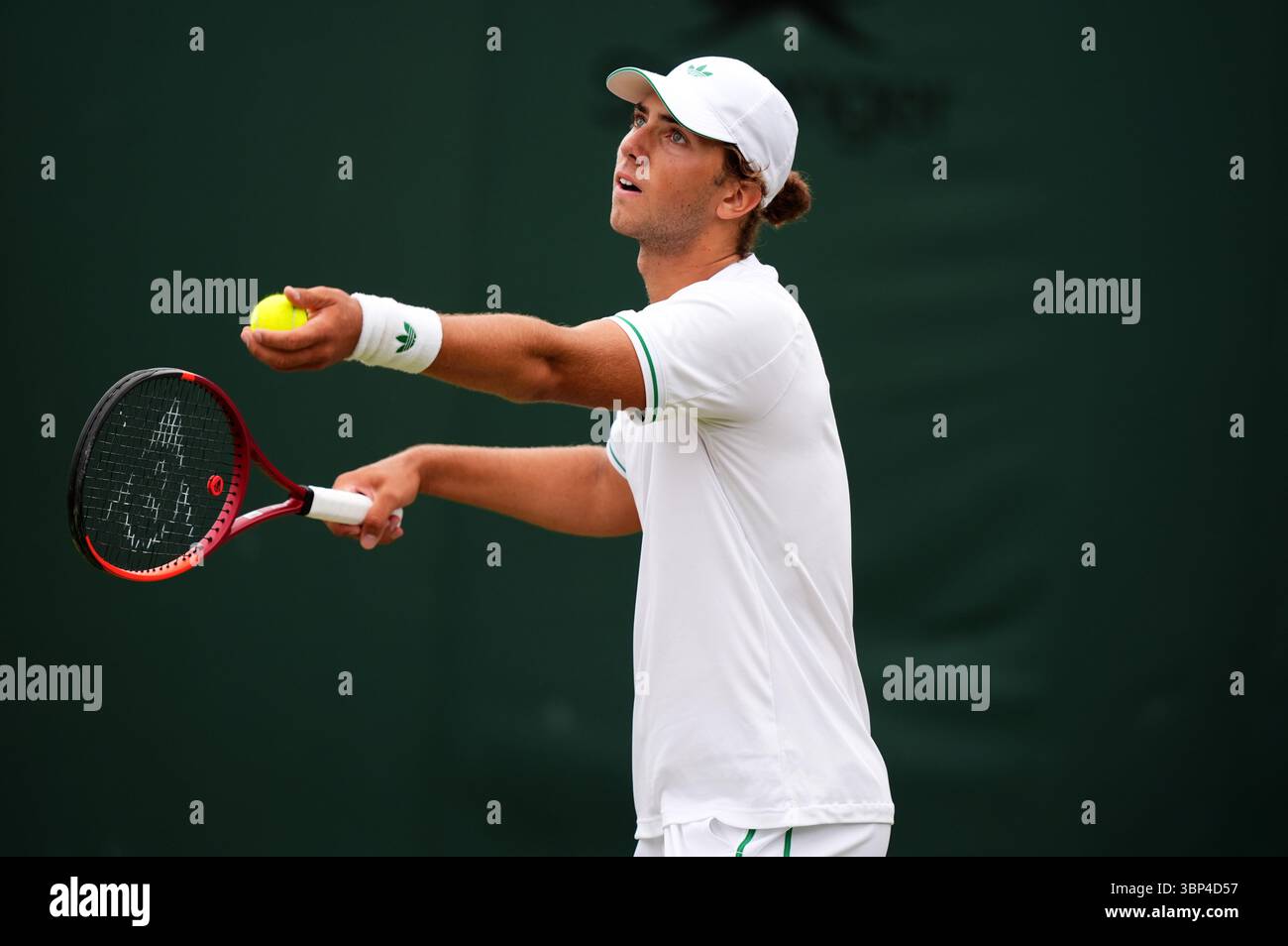Mark Ceban during his Boys' Singles match against Matisse Farzam on day ...