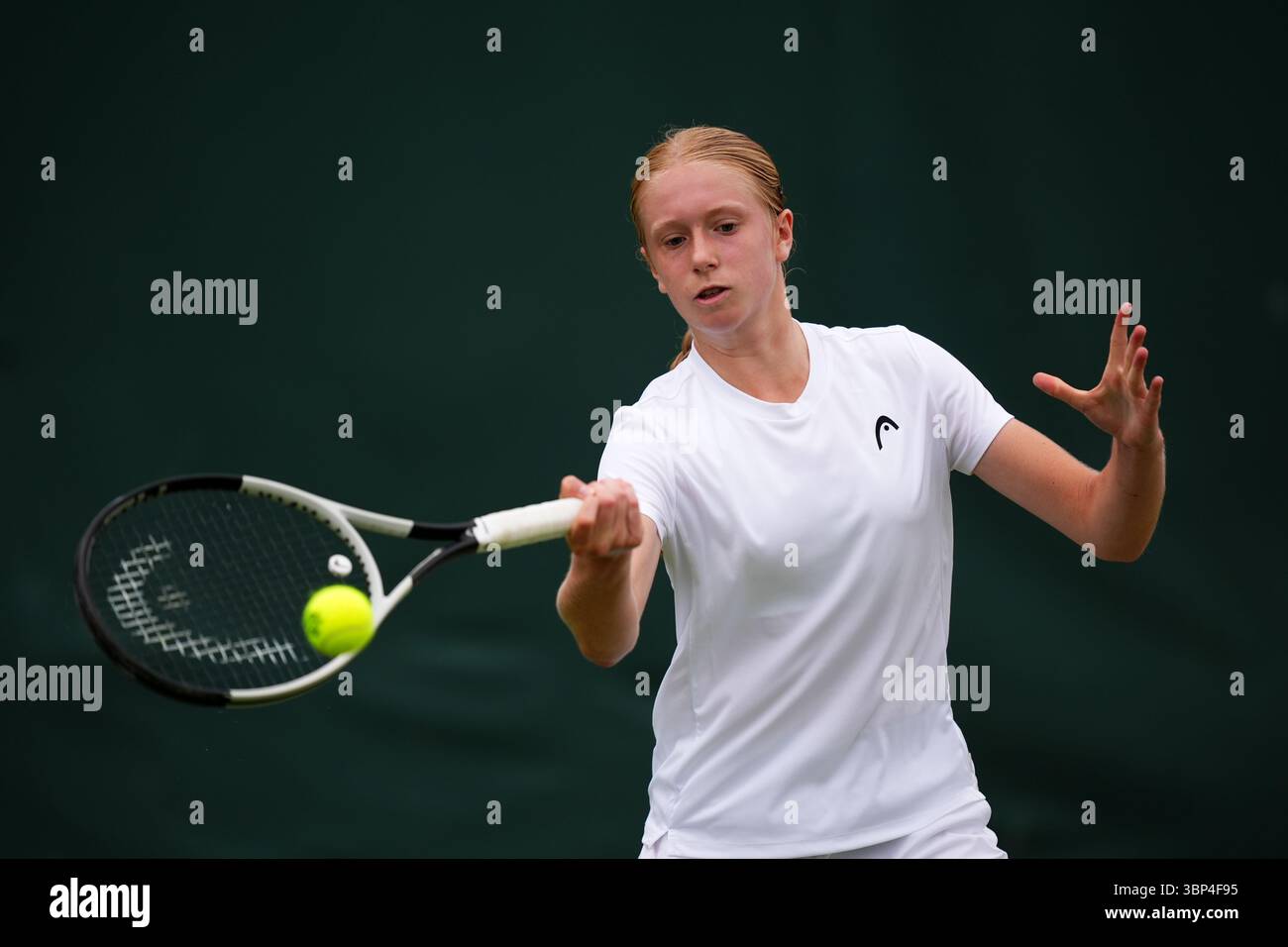 Daniella Britton during her Girls' Singles match against Luna Vujovic ...