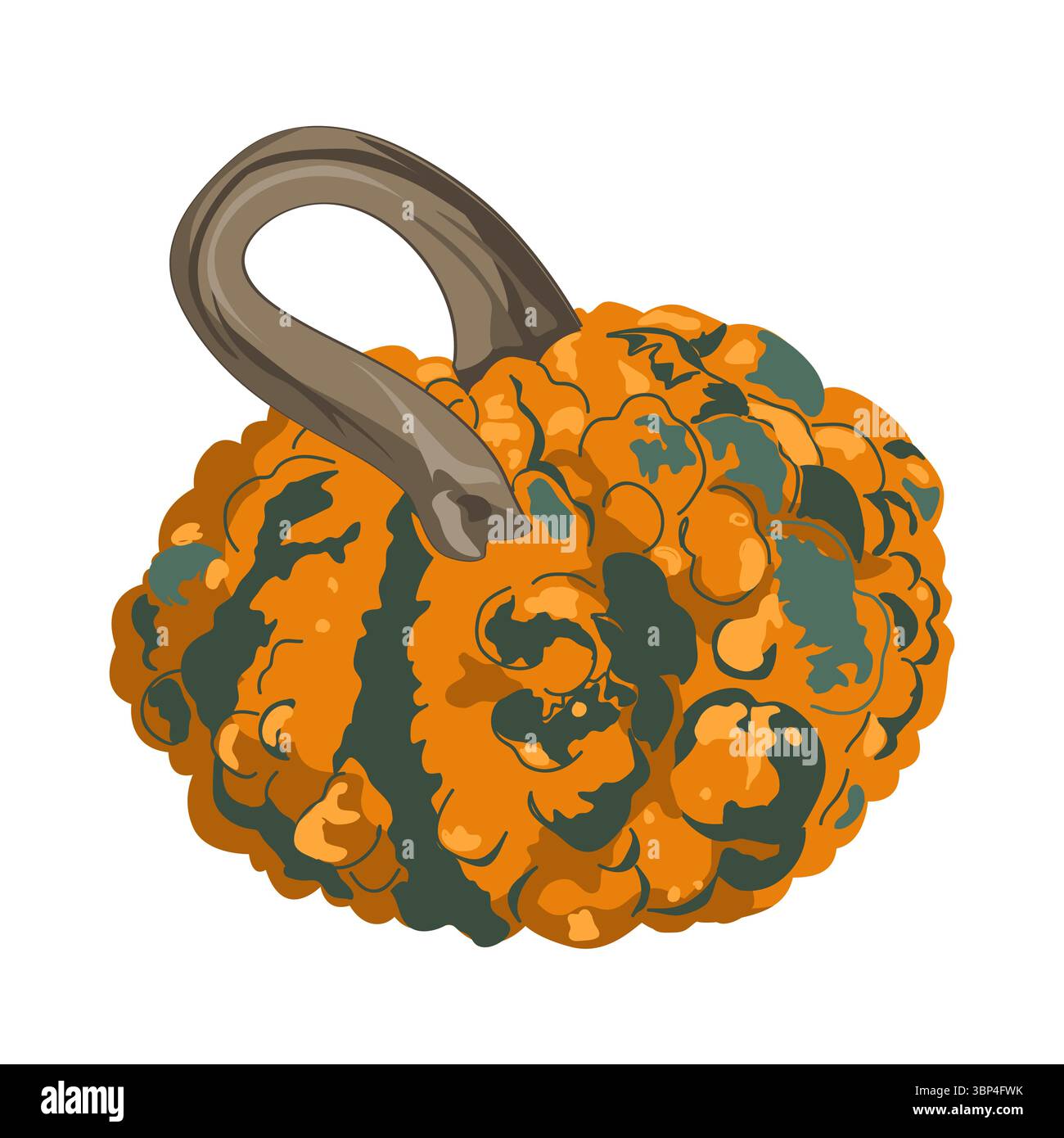 Funny small decorative pimpled pumpkin illustration isolated on white ...