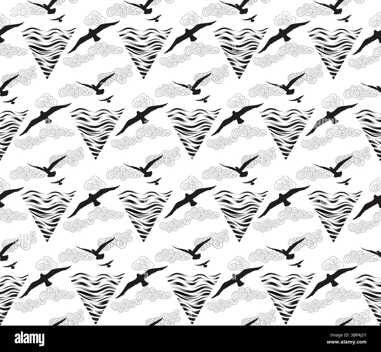 Sea waves flying bird Stock Vector Images - Alamy
