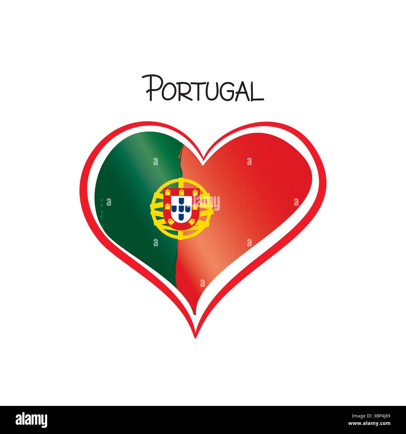 Travel portuguese love heart watercolor drawn icon. Love Portugal flag ...