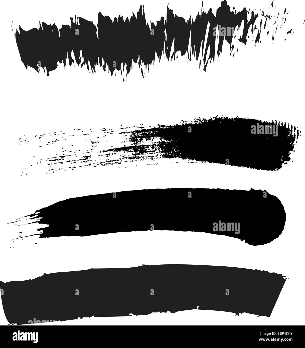Black Brush Stroke Set – Textured Vector Paint Lines with Artistic ...