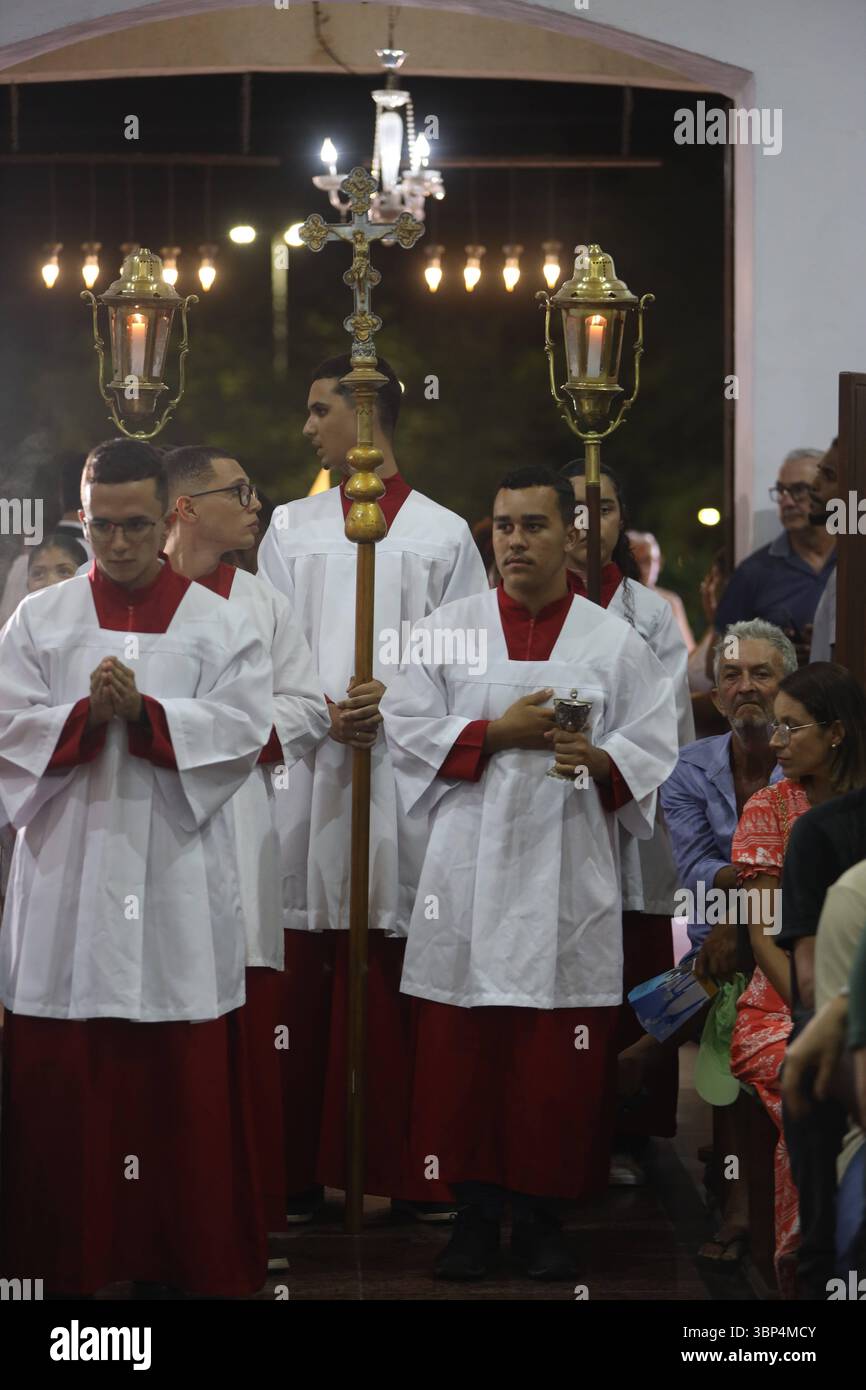 catholic mass ceremony in bahia serrinha, bahia, brazil - april 17 ...