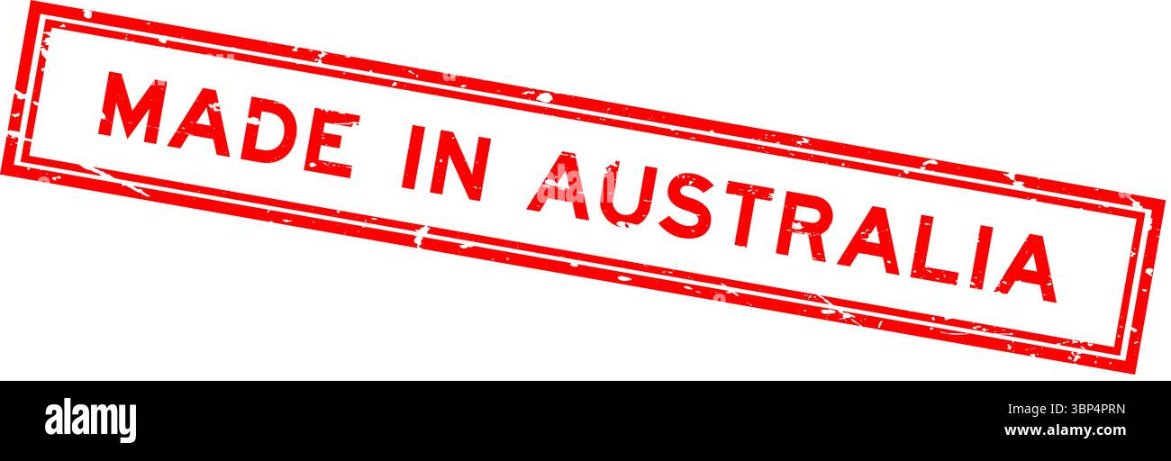 Grunge red made in australia word square rubber seal stamp on white background Stock Vector ...