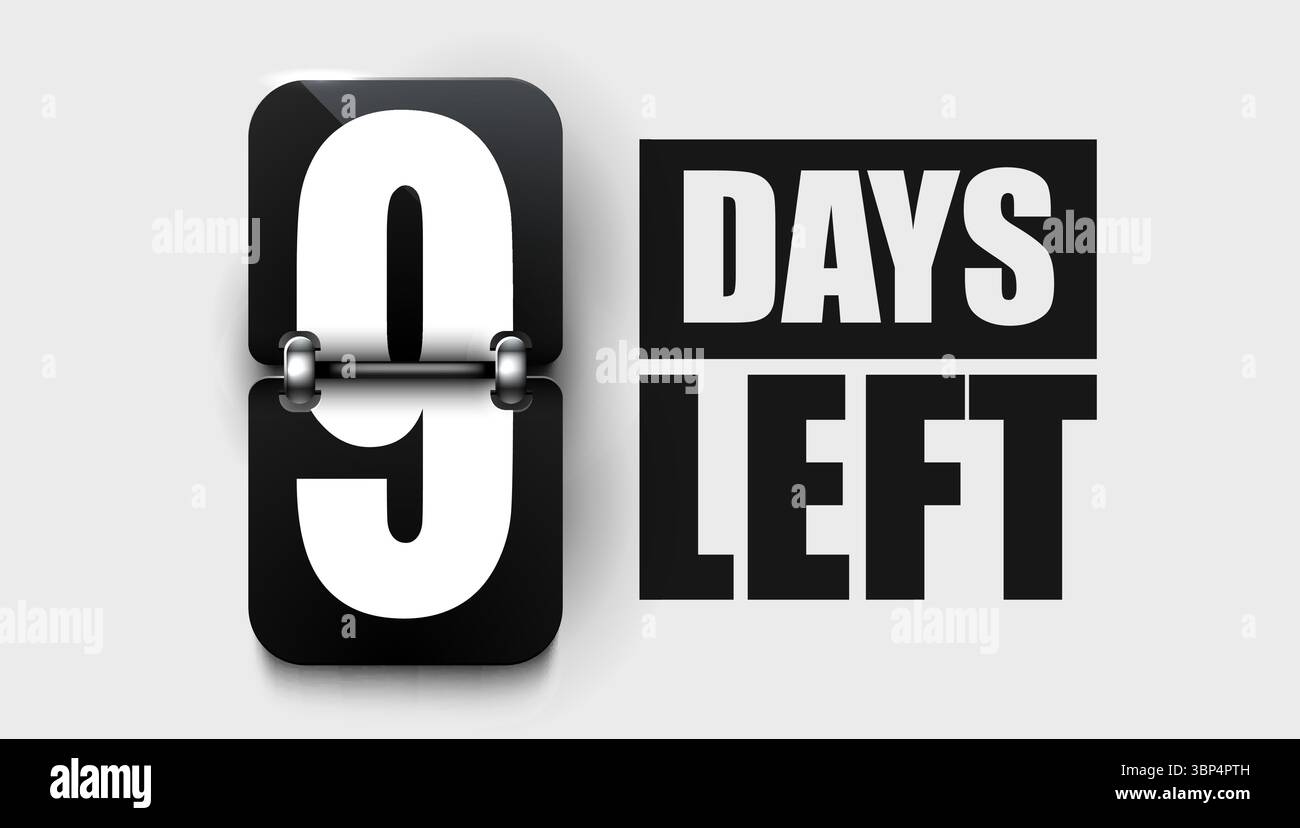 9 Days to go. Countdown discounts and sale time. Days left sign, label ...