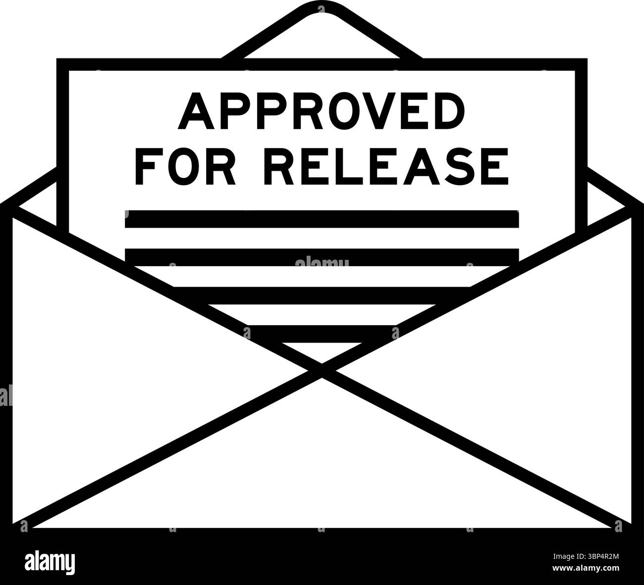 Envelope and letter sign with word approved for release as the headline ...