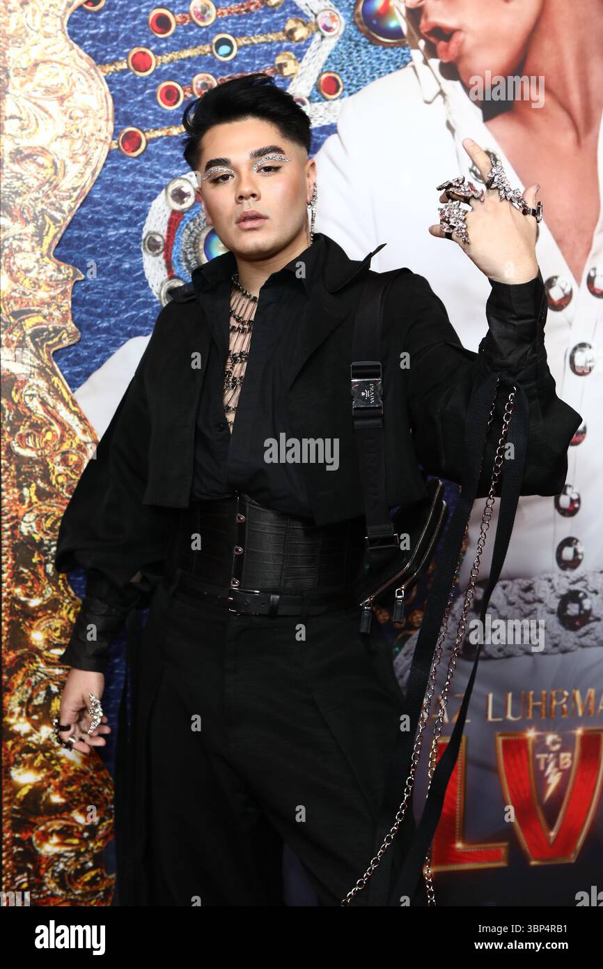 Sheldon Riley walks the red carpet at the Sydney premiere of Elvis the ...