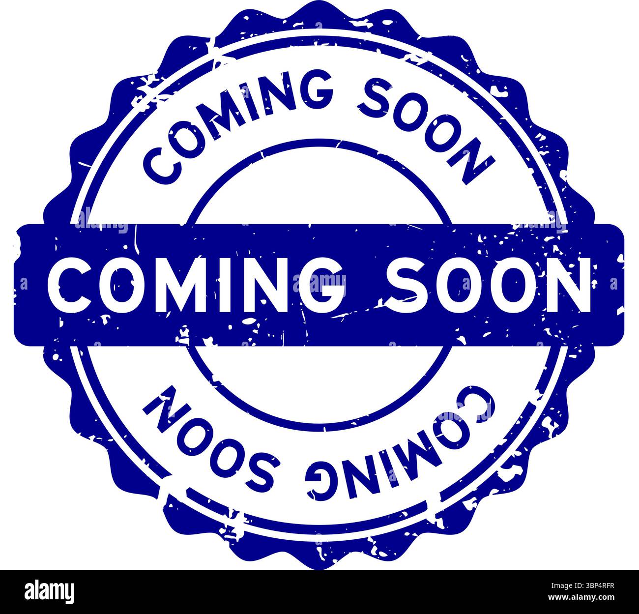 Grunge blue coming soon word round seal stamp on white background Stock ...