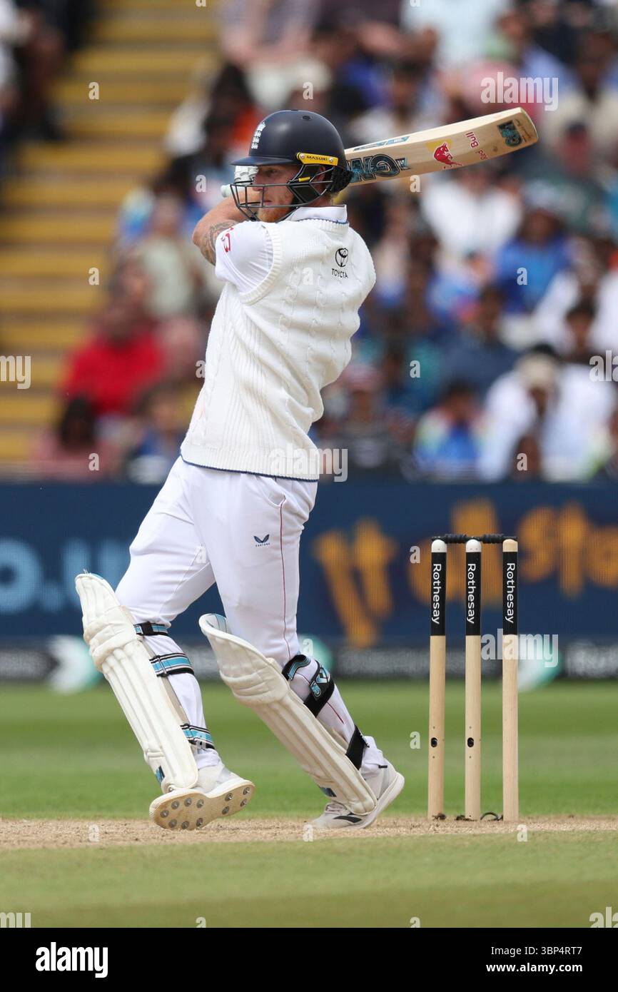 England captain Ben Stokes bats on day five of the second cricket test ...