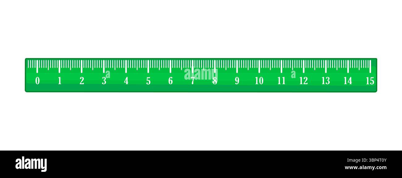 Ruler isolated on white background. Plastic or metallic green rule ...