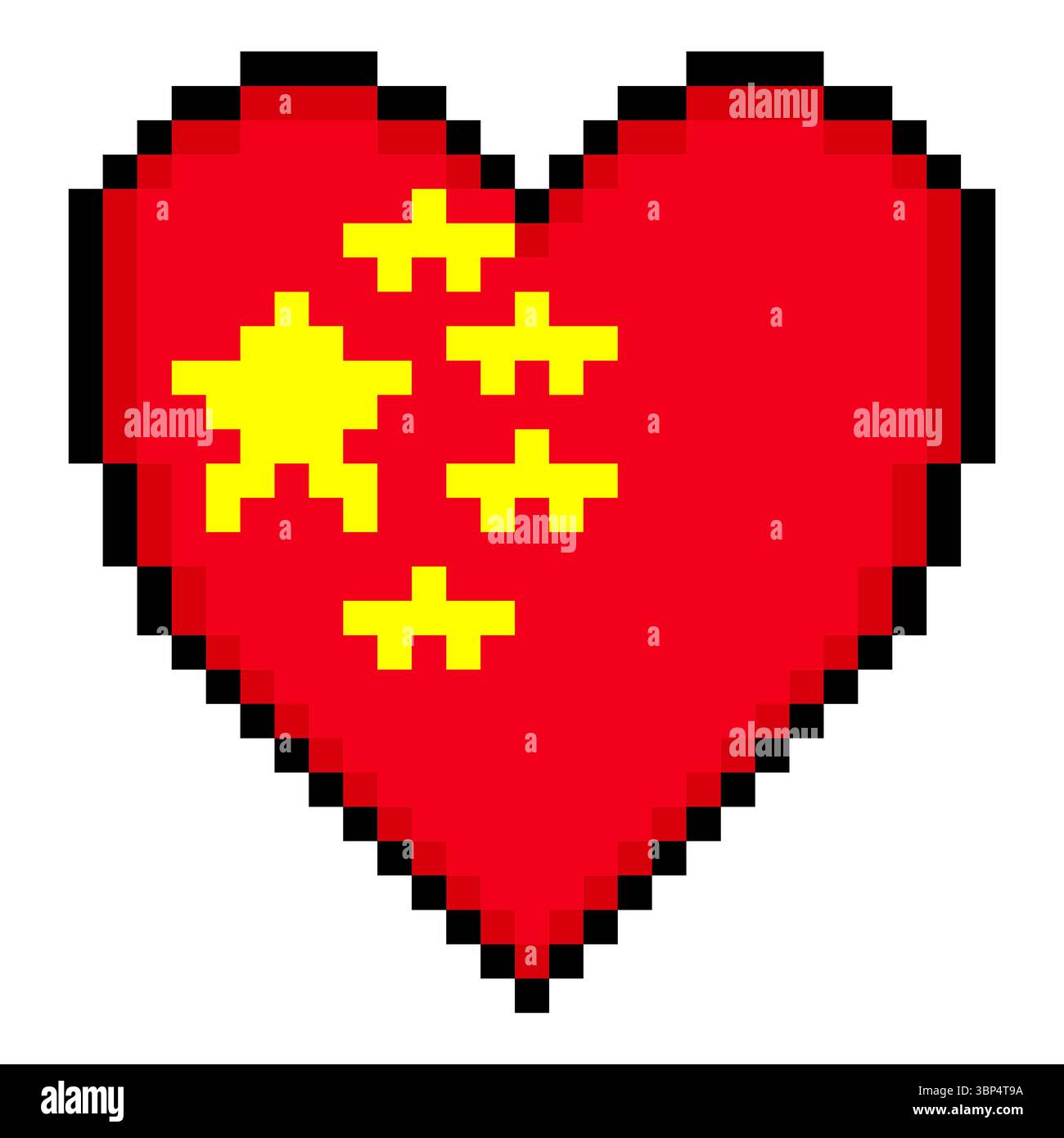 Chinese flag with heart shape in pixel art style Stock Vector Image ...
